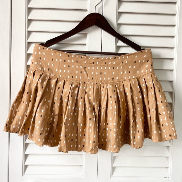 Anja Flint | Skirts | Anja Flint Tanbeige Pleated Geometric Mini Skirt ...